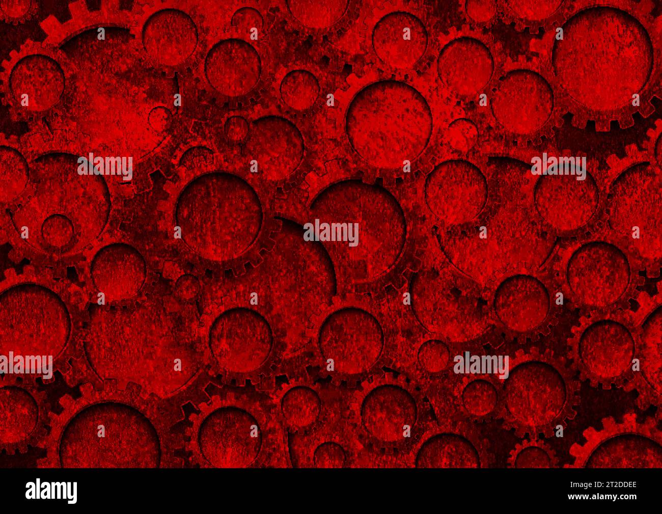 Dark red tech gears abstract grunge background. Vector futuristic ...