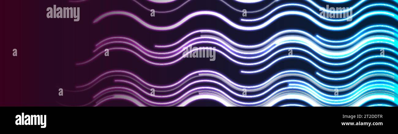 Blue ultraviolet neon wavy lines abstract tech futuristic background ...