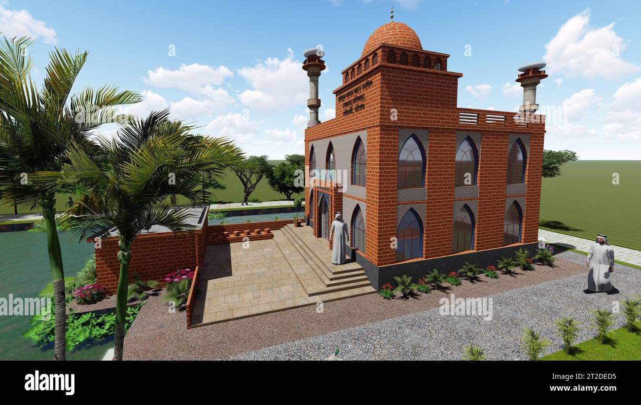 Mosque 3d design of exterior illustration, Property, modern building,A ...
