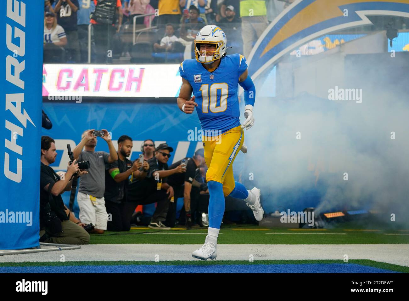 Los Angeles Chargers quarterback Justin Herbert enters the field before ...