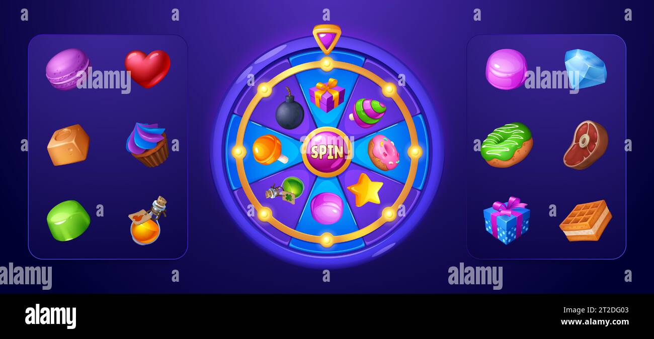 Spin fortune wheel game user interface. Lucky casino roulette decorated ...