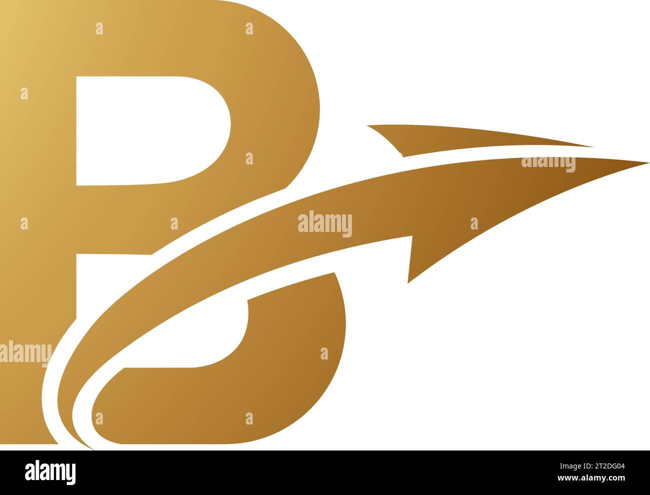 Gold Uppercase Letter B Icon with an Arrow on a White Background Stock ...
