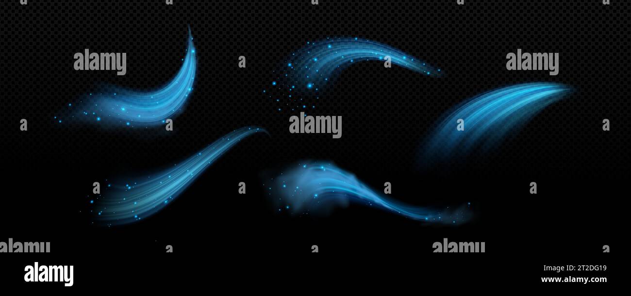 Blue fresh cold air wind wave flow light effect. Conditioner breeze ...