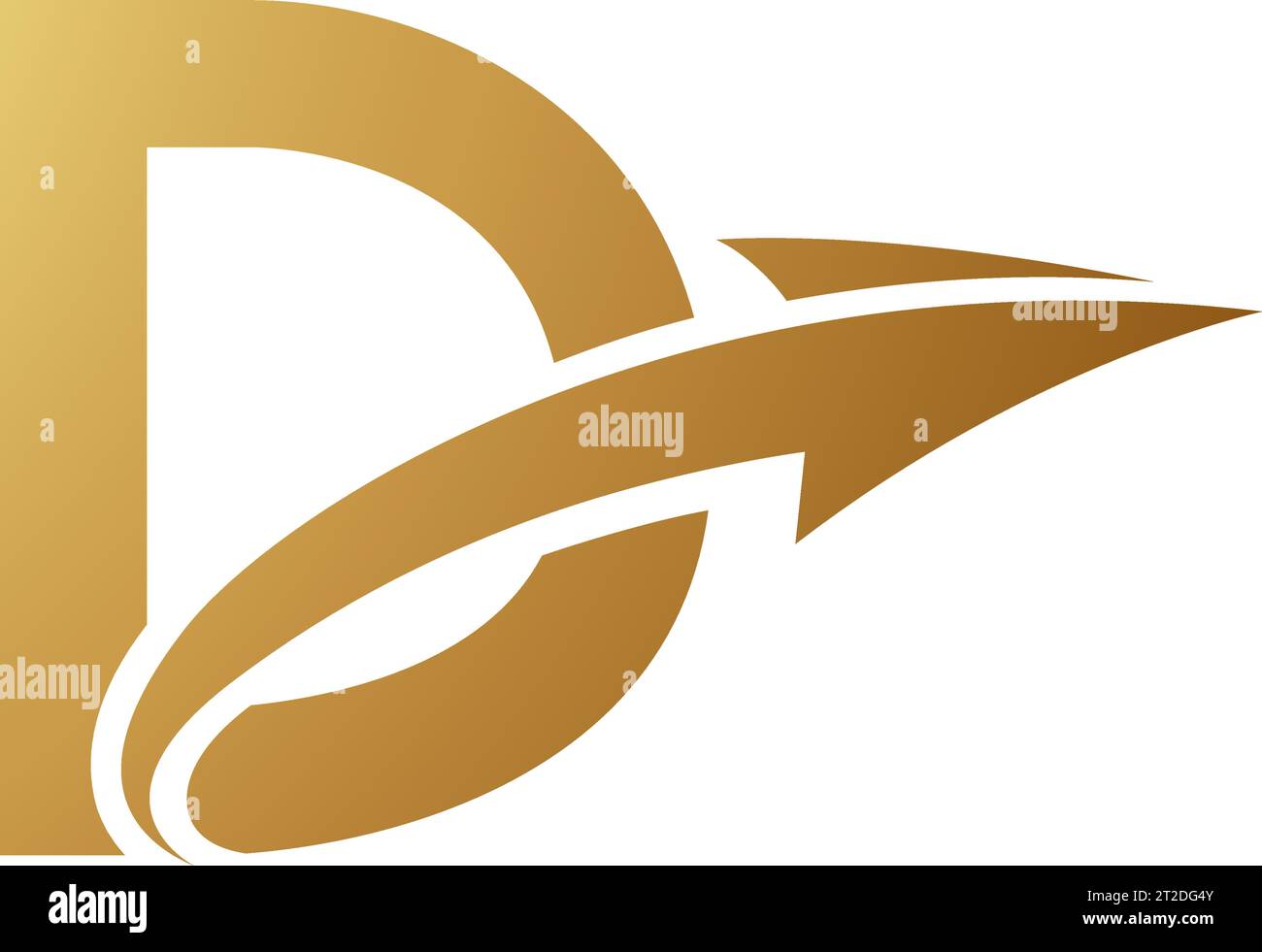 Gold Uppercase Letter D Icon with an Arrow on a White Background Stock ...