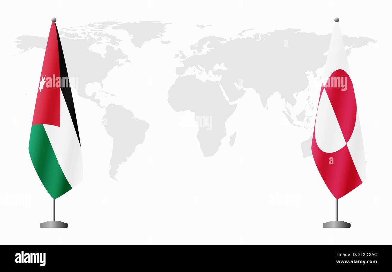 Jordan and Greenland flags for official meeting against background of ...
