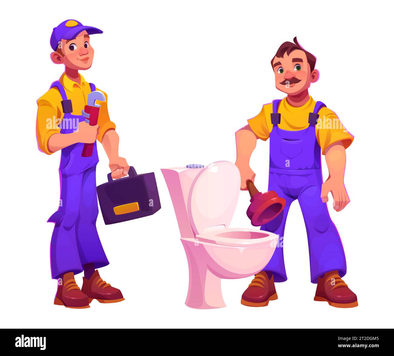 Male plumber characters isolated on white background. Vector cartoon ...