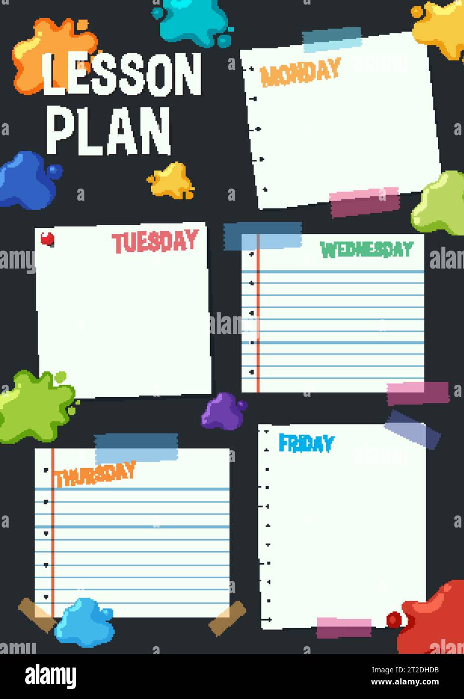 A cartoon-style lesson plan template for the week Stock Vector Image ...