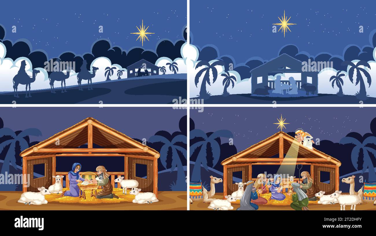 Illustration depicting the biblical story of Jesus' birth Stock Vector ...