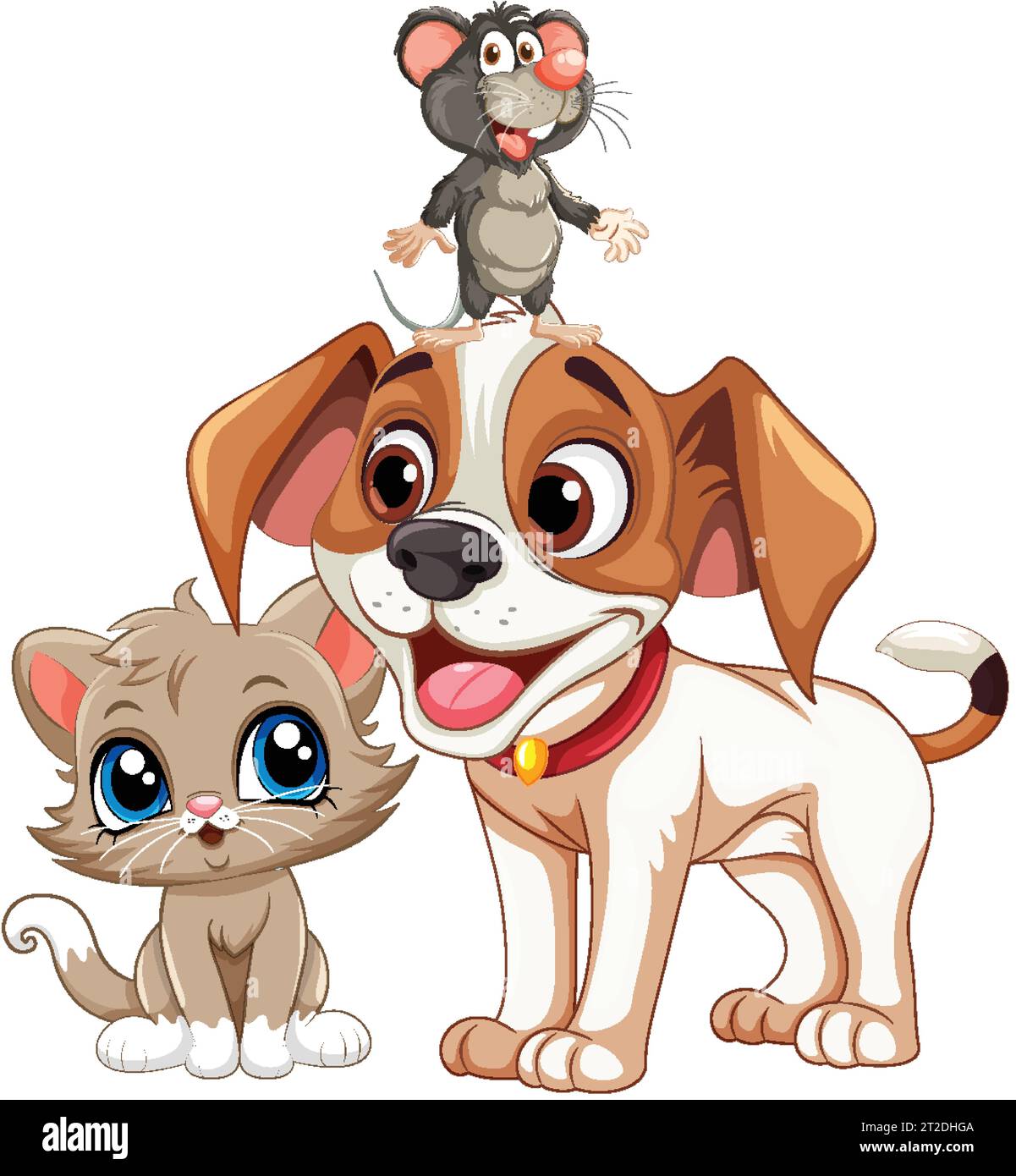 Vector illustration of smiling rat, dog, and cat Stock Vector Image ...