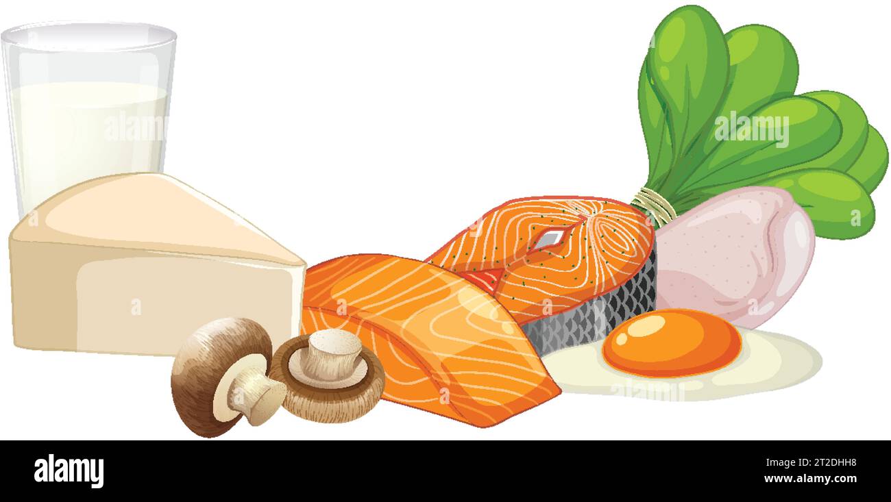 Illustration Of Vitamin B Rich Foods In A Cartoon Style Stock Vector Image And Art Alamy