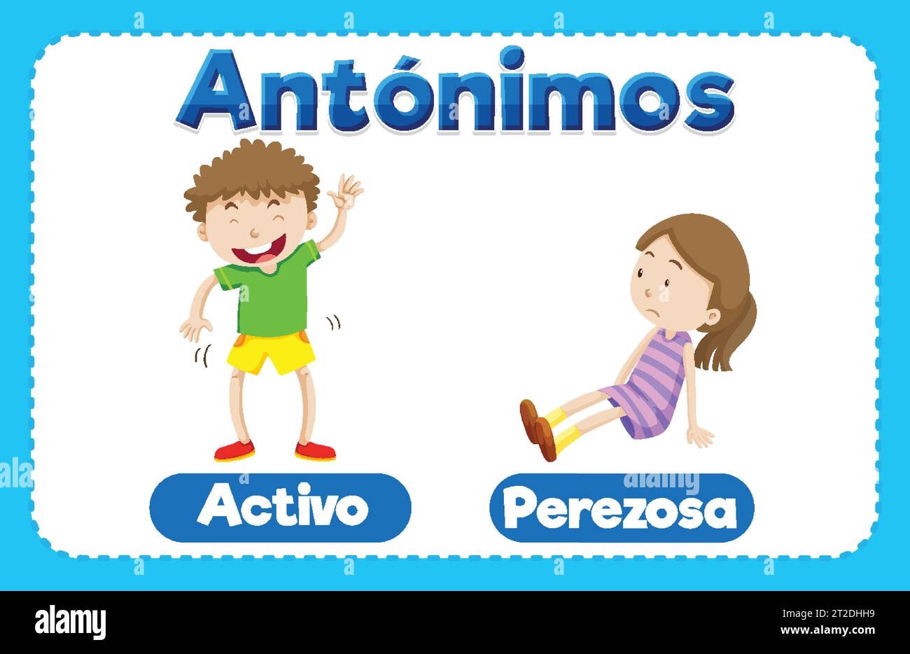 A vector cartoon illustration of antonyms in Spanish language Stock ...