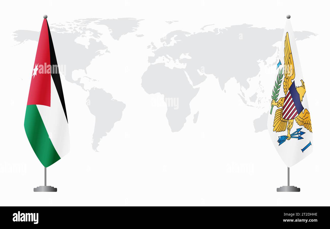 Jordan and United States Virgin Islands flags for official meeting ...