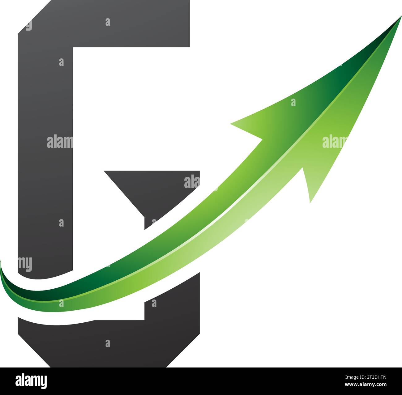 Green and Black Futuristic Letter G Icon with a Glossy Arrow on a White ...