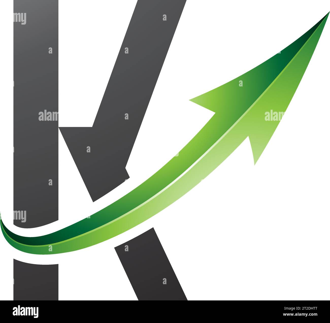 Green and Black Futuristic Letter K Icon with a Glossy Arrow on a White ...