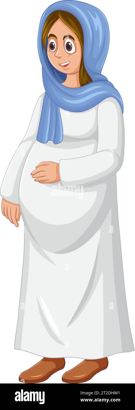 Illustration of pregnant Virgin Mary in cartoon style Stock Vector ...