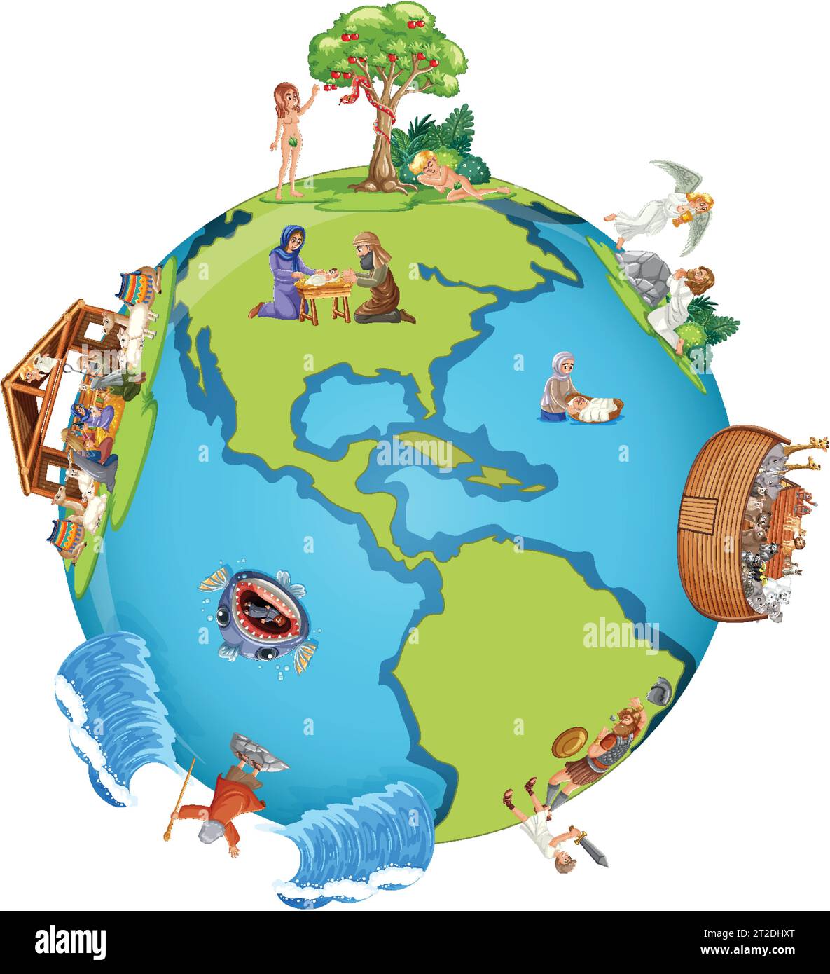 Vector cartoon illustration of religious characters from Bible stories ...