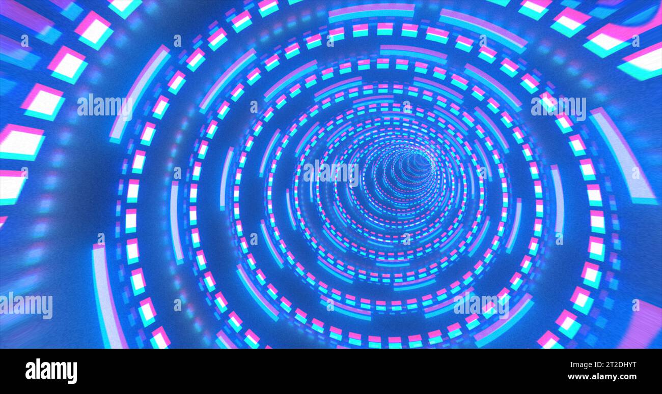 Abstract futuristic blue hi-tech tunnel from energy circles and magic ...