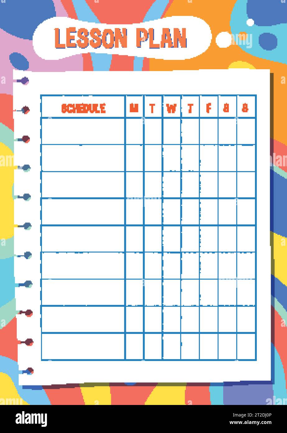 Vector cartoon illustration of a lesson plan dashboard with a schedule ...