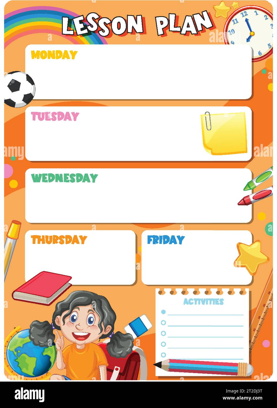 A cute student lesson plan with cartoon decoration Stock Vector Image ...