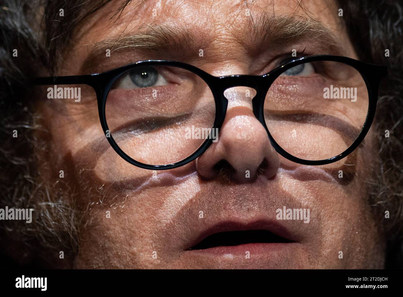 Presidential candidate Javier Milei of La Libertad Avanza speaks to ...
