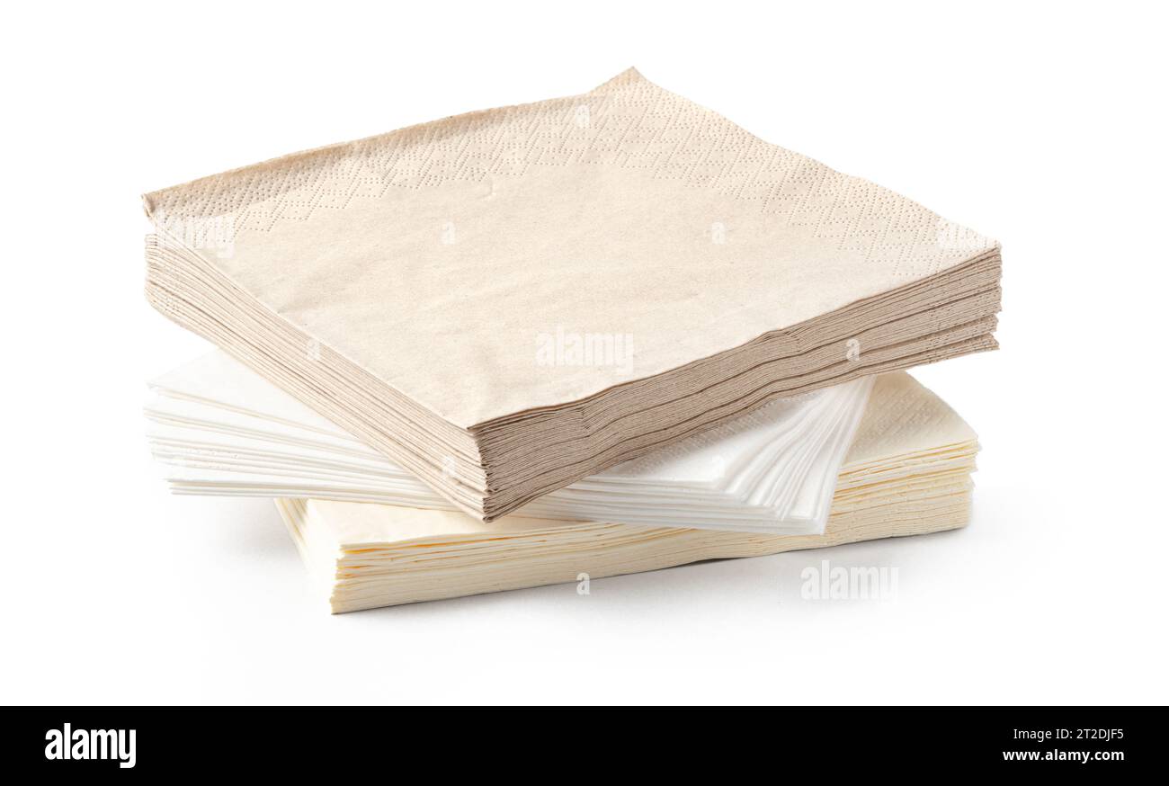 Stack of paper napkins on white background Stock Photo - Alamy