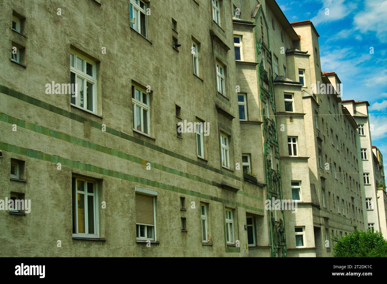 A vibrant urban scene of a community building in Vienna, Austria Stock ...