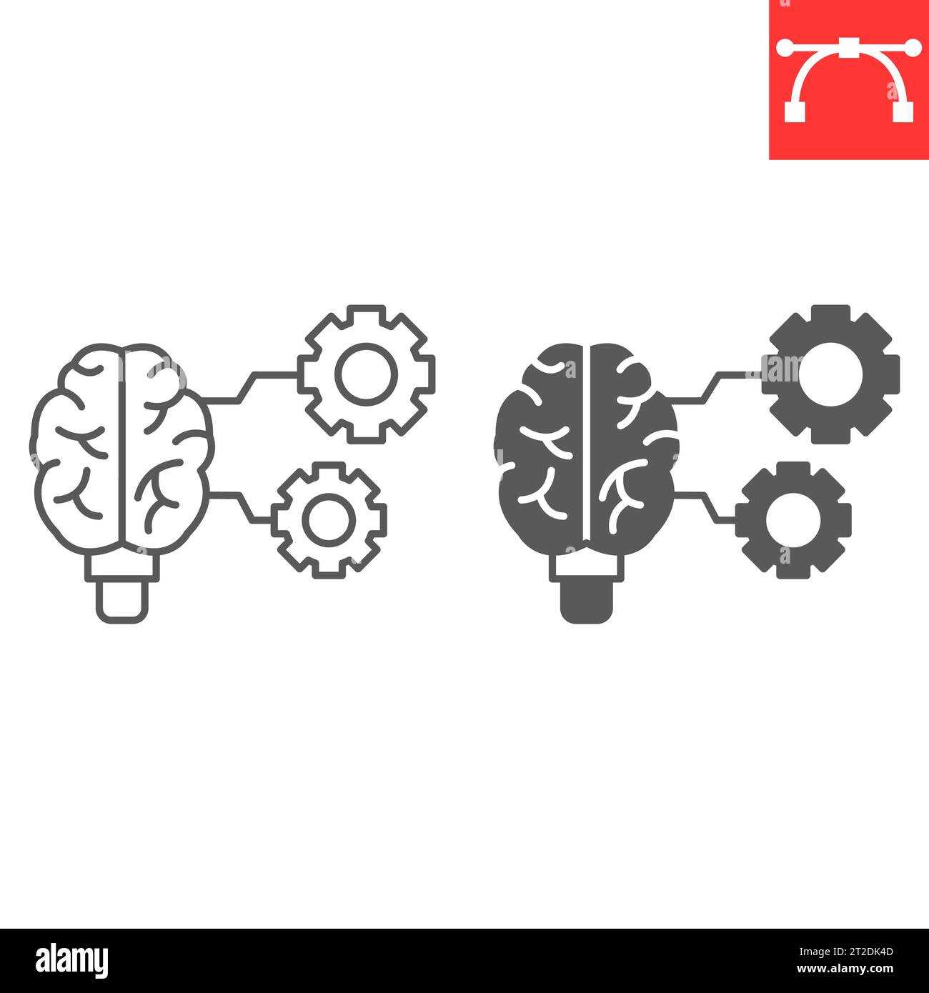 Machine learning line and glyph icon, technology and artificial ...