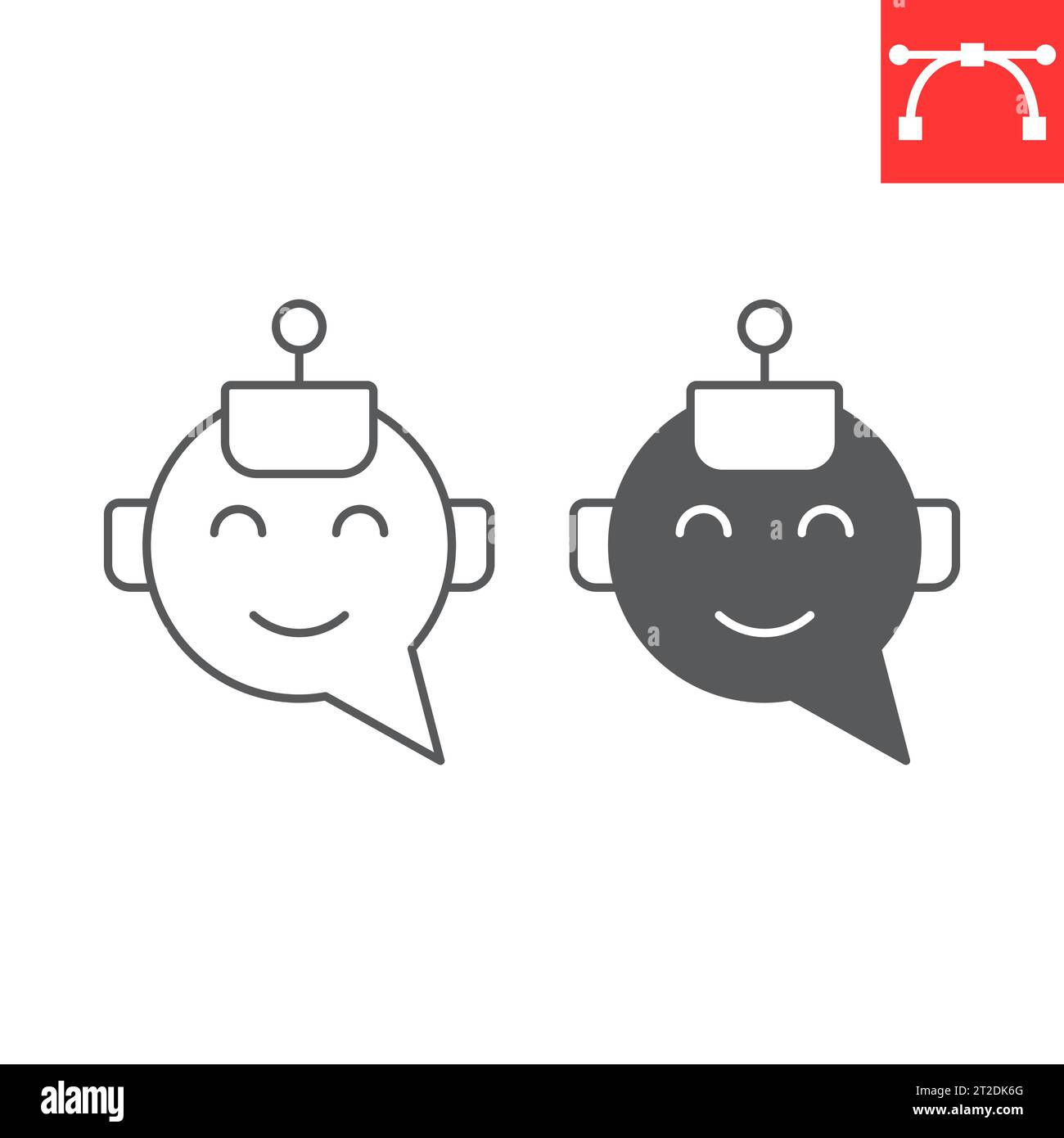 Chatbot line and glyph icon, technology and artificial intelligence ...