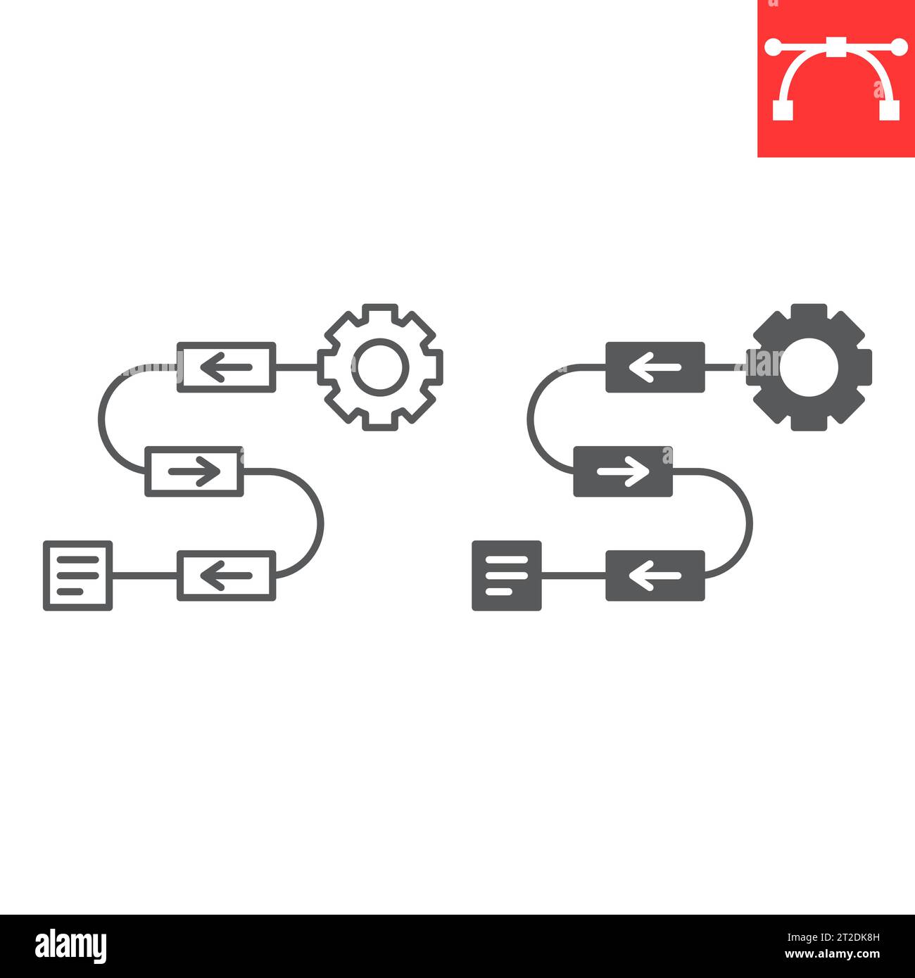 Workflow line and glyph icon, technology and artificial intelligence ...