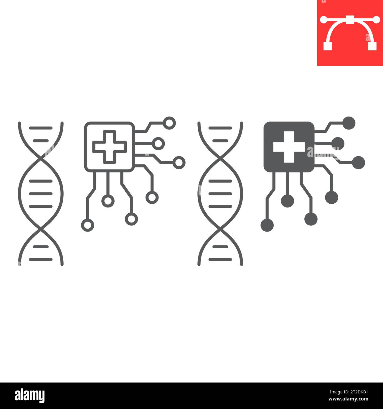 AI healthcare line and glyph icon, technology and artificial ... AI healthcare line and glyph icon, technology and artificial ...