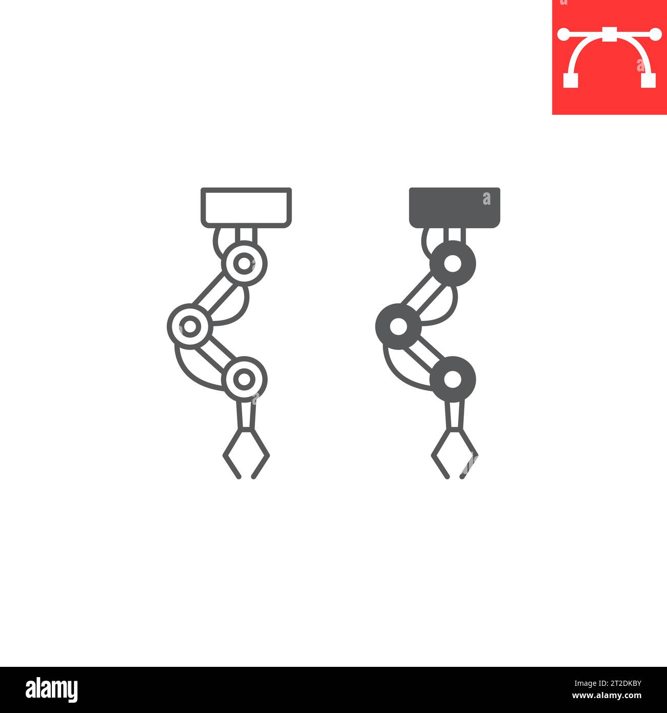 Articulated robot line and glyph icon, technology and artificial ...