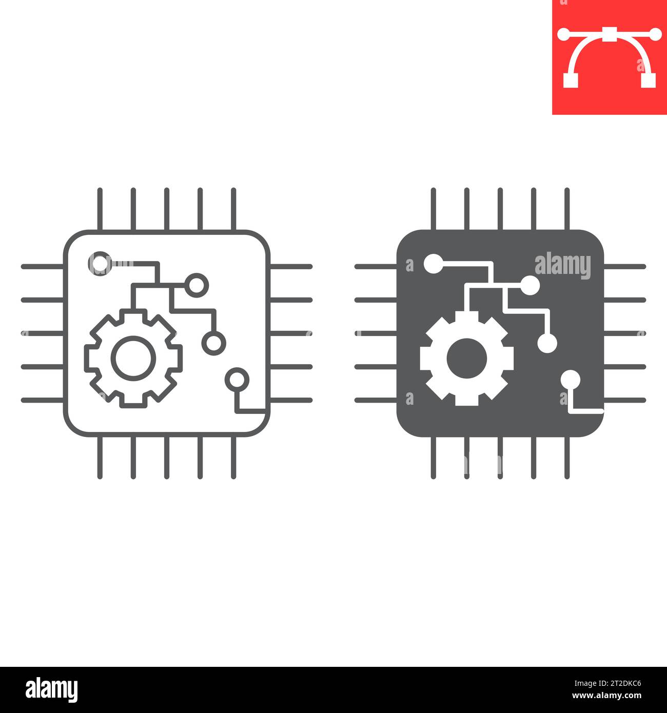 Cybernetics line and glyph icon, technology and artificial intelligence, ai processor vector ...