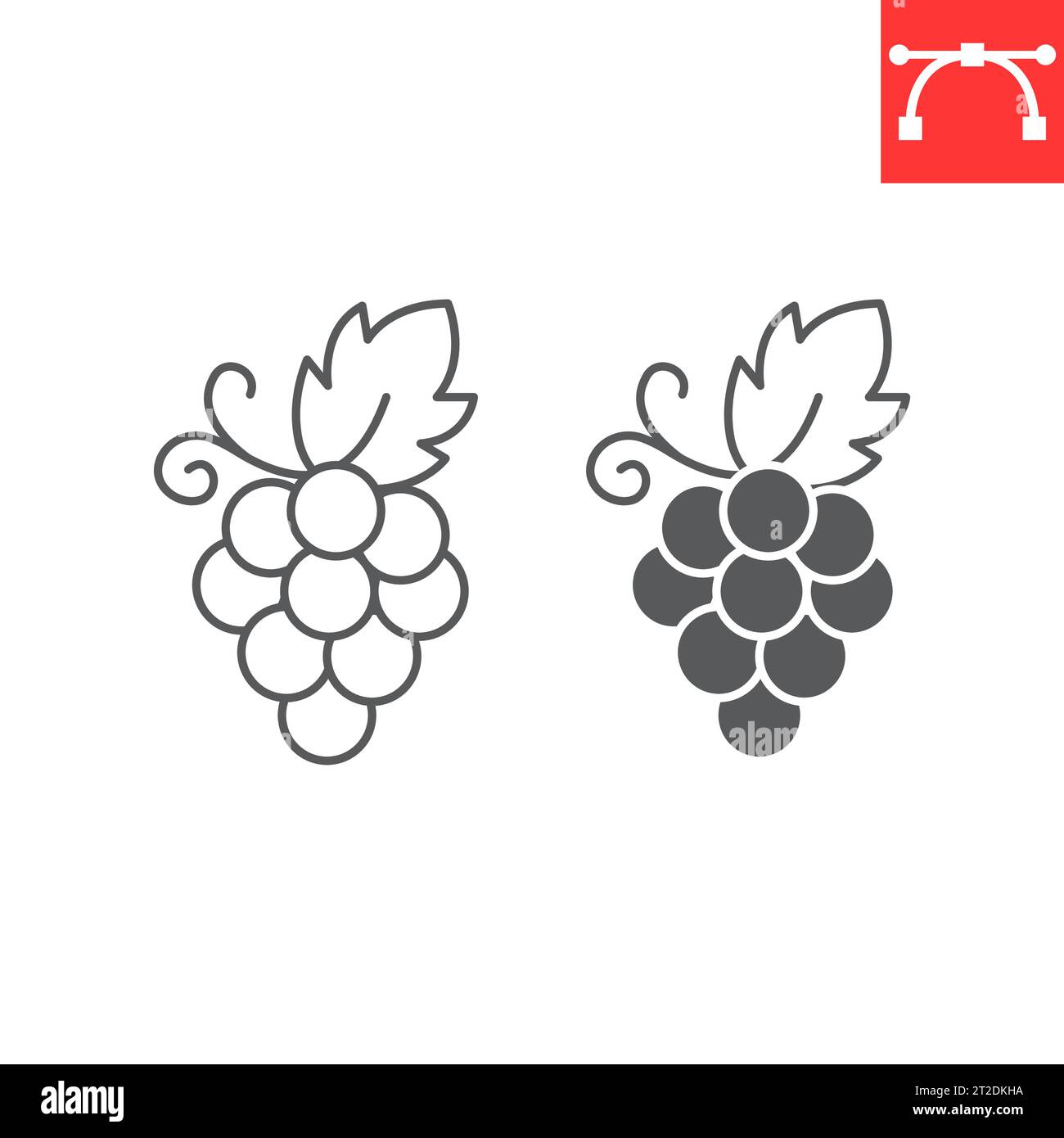 Grape line and glyph icon, food and wine, vine vector icon, snacks vector graphics, editable ...