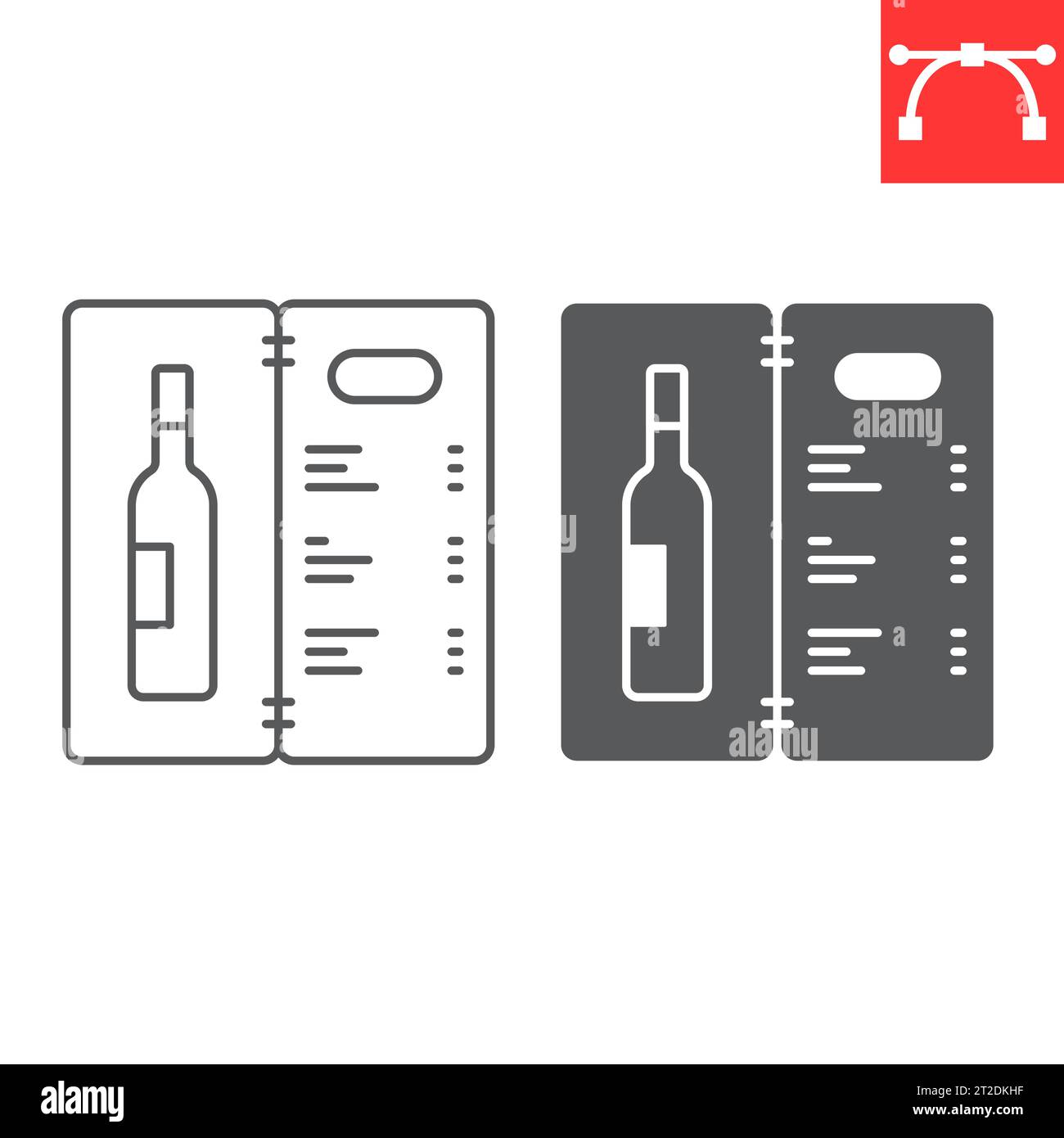 Wine menu line and glyph icon, drink and alcohol, wine card vector icon ...