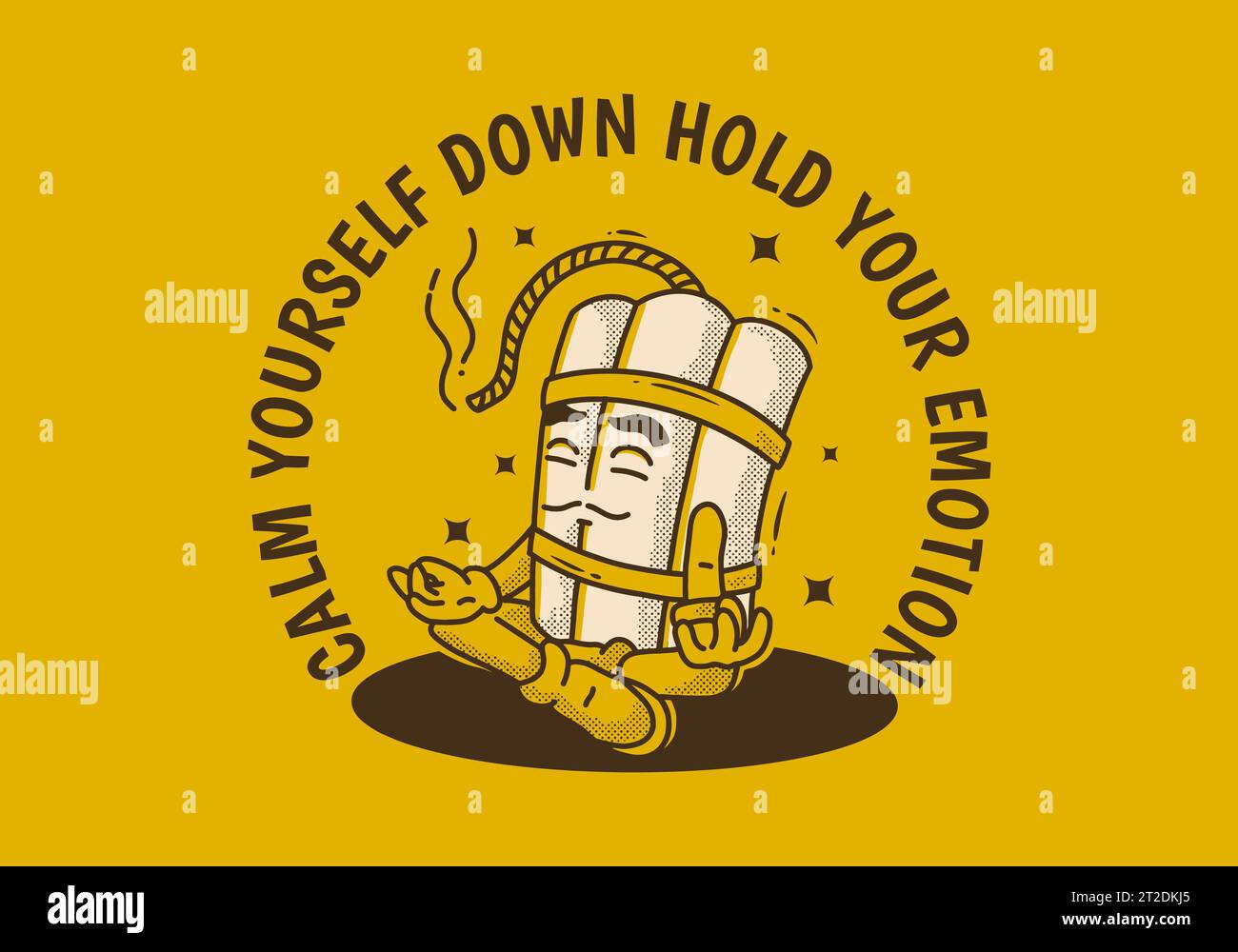 Calm yourself down hold your emotion. Vintage mascot character design ...
