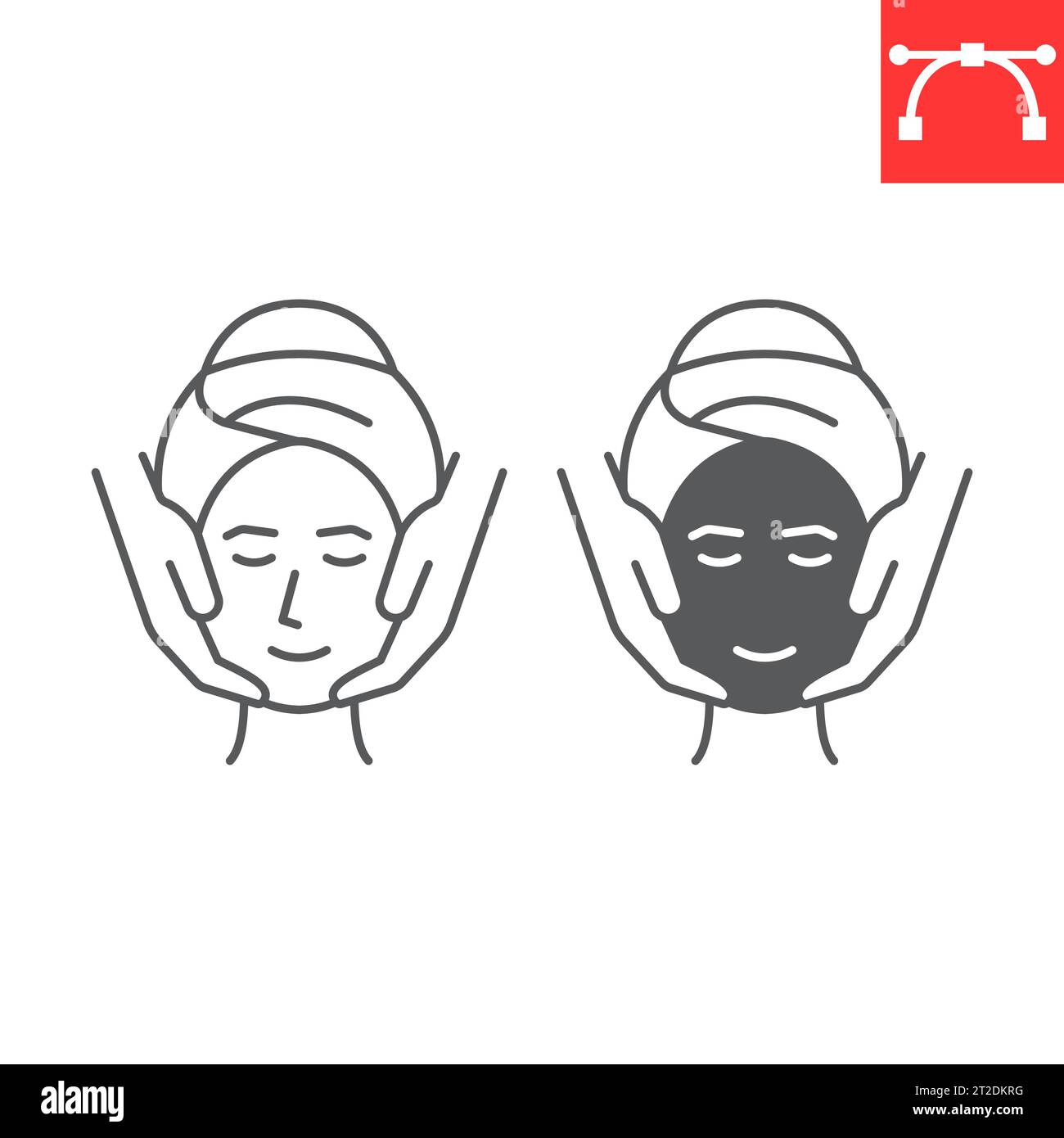 Face massage line and glyph icon, SPA and beauty salon, antiage massage vector icon, vector ...