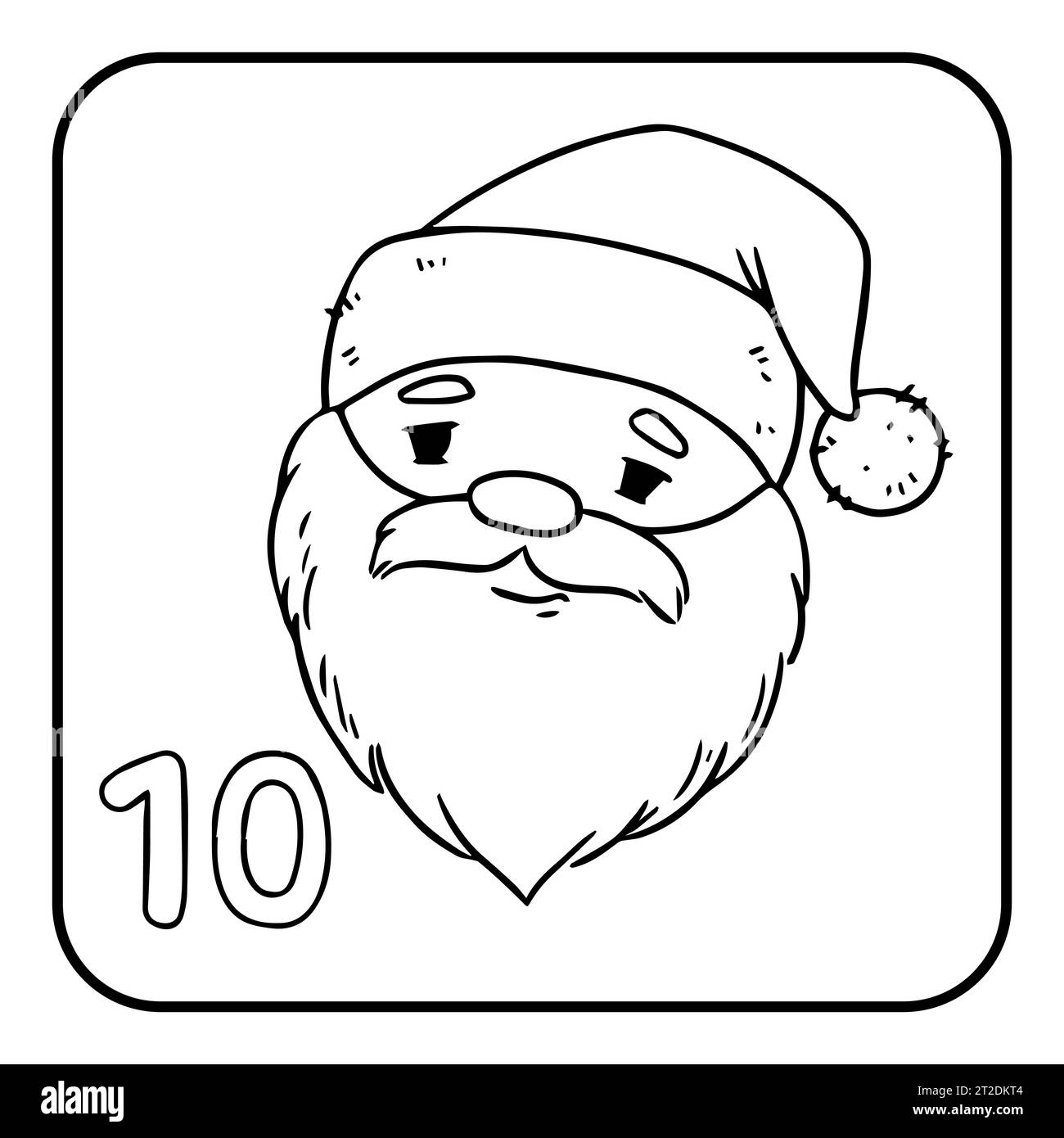 Xmas coloring advent calendar. Hand drawn illustration of Santa Stock ...