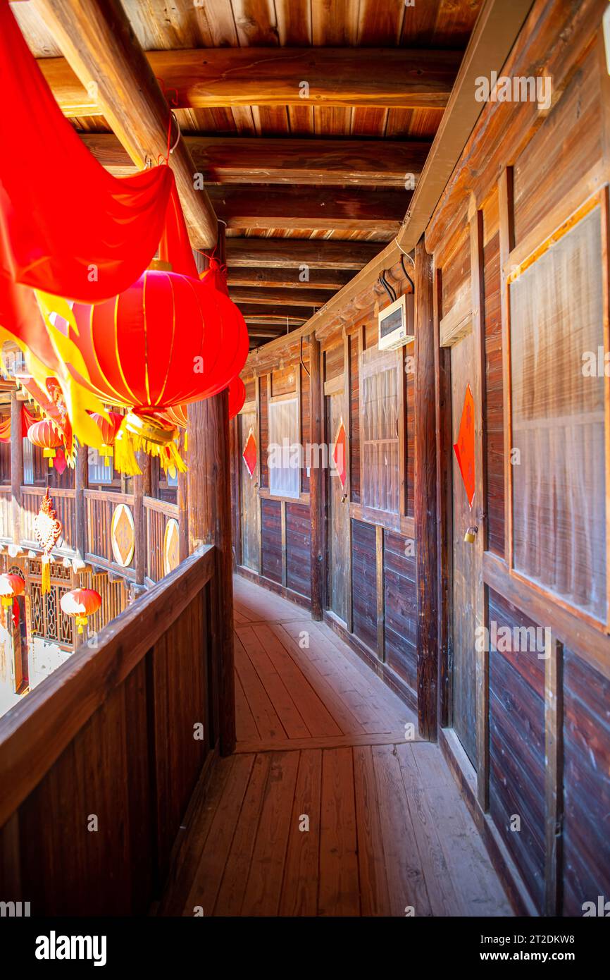 The interior inside Two hundred years old Tulou in Fujian, China. The ...