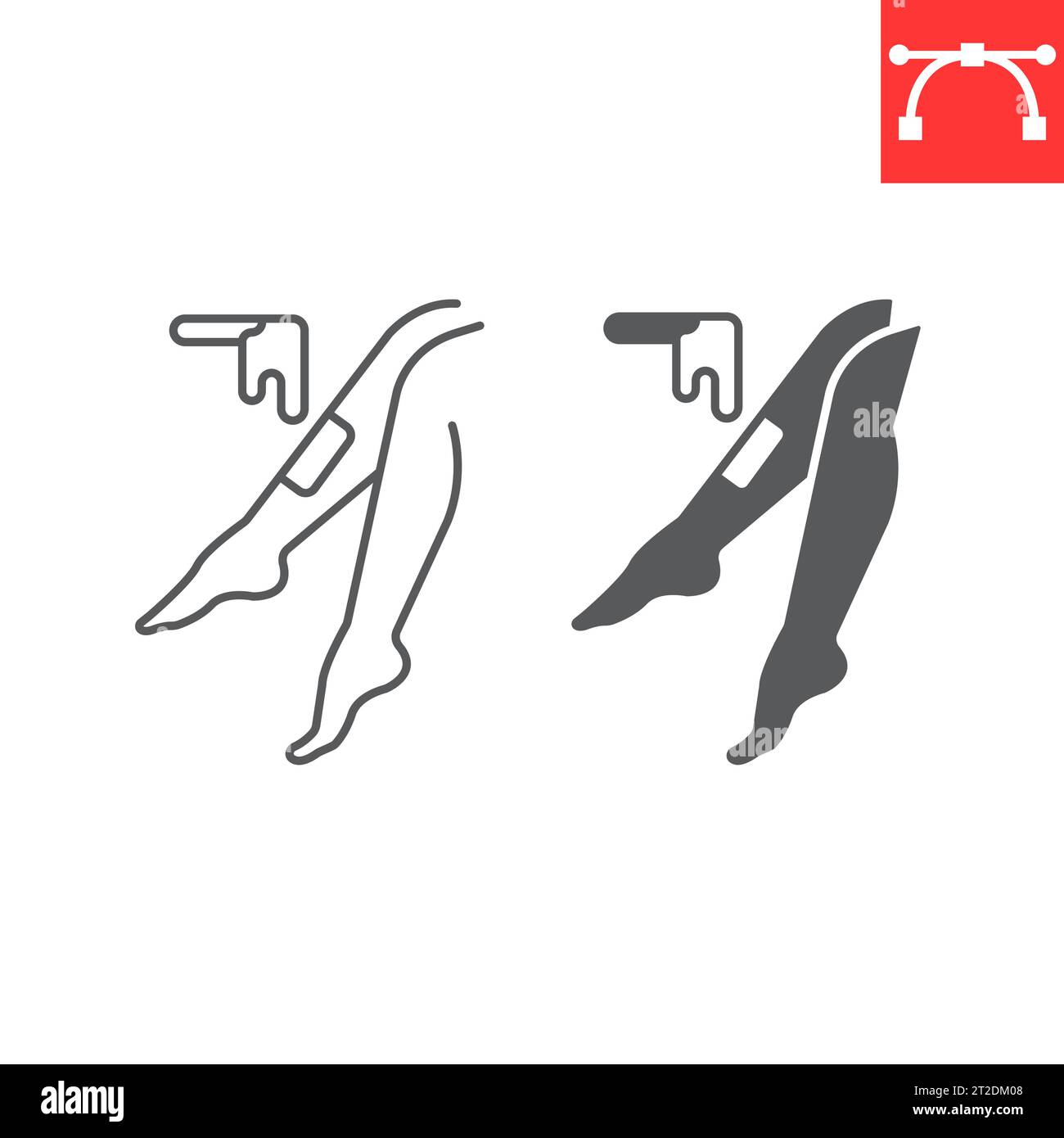 Wax line and glyph icon, SPA and beauty salon, hair removal waxing ...