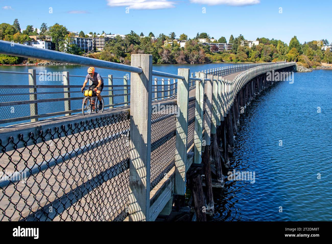 Cycling across the Selkirk Trestle Bridge, Victoria, Vancouver Island ...