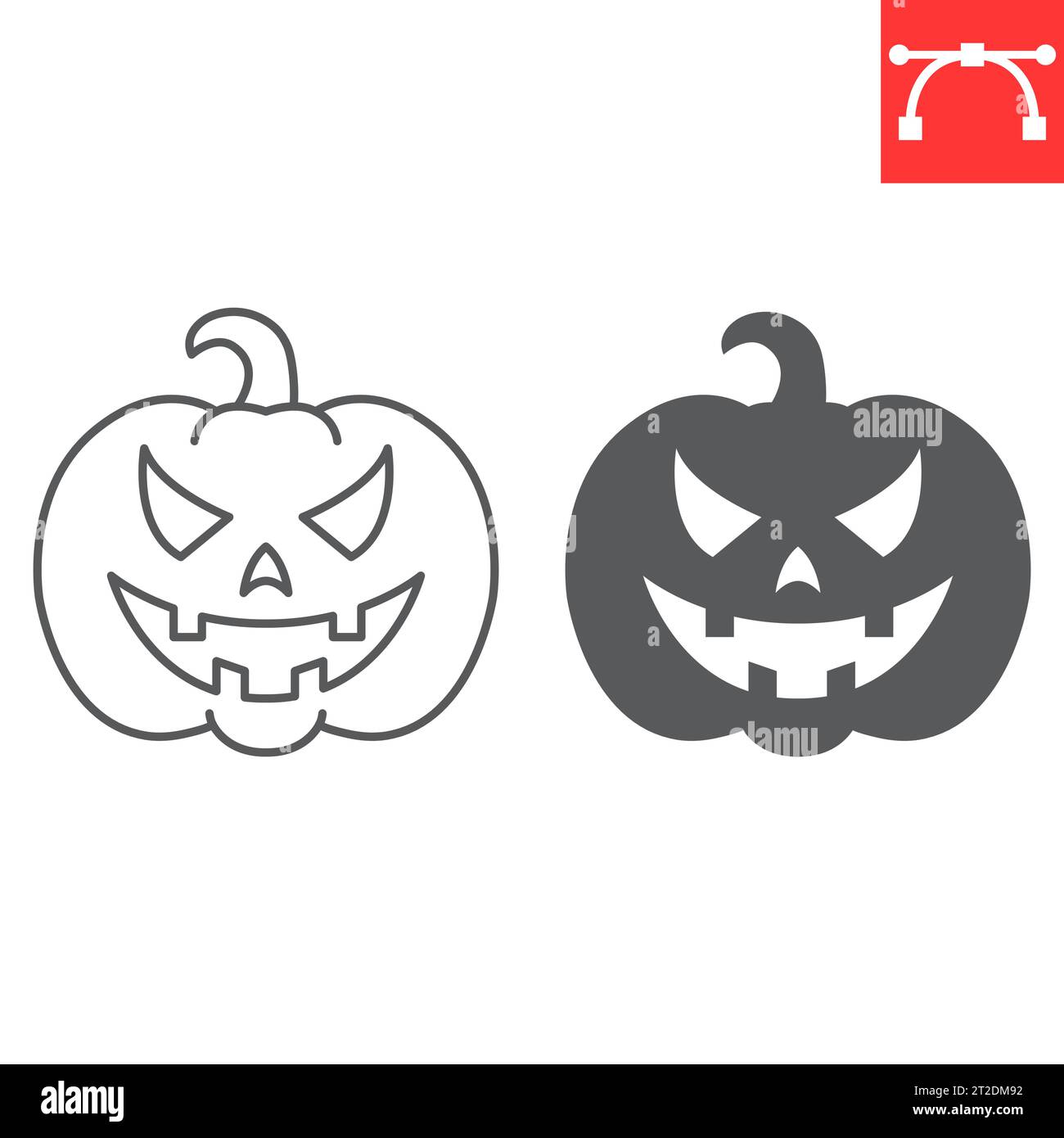 Halloween pumpkin line and glyph icon, celebration and holiday, horror ...