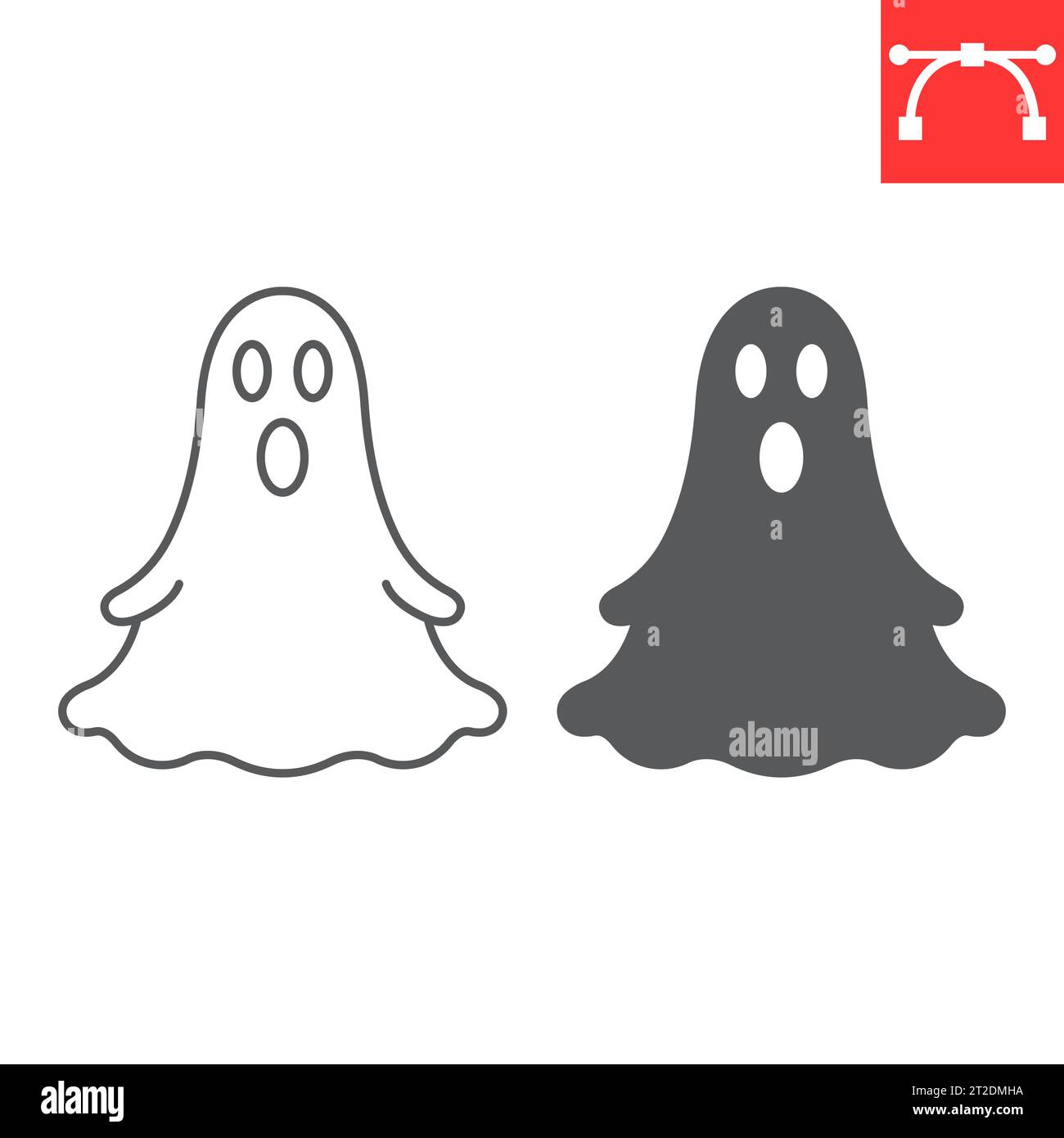 Ghost line and glyph icon, halloween and holiday, horror vector icon ...