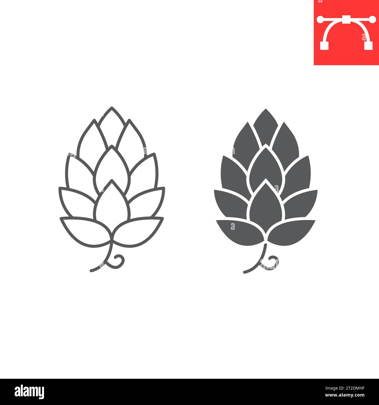 Hop line and glyph icon, oktoberfest and agriculture, beer hops vector ...