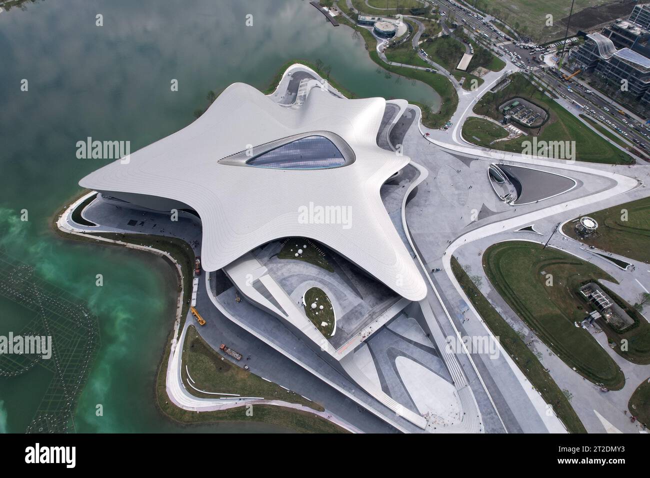 Aerial photo shows Chengdu Science Fiction Museum, the main venue for ...