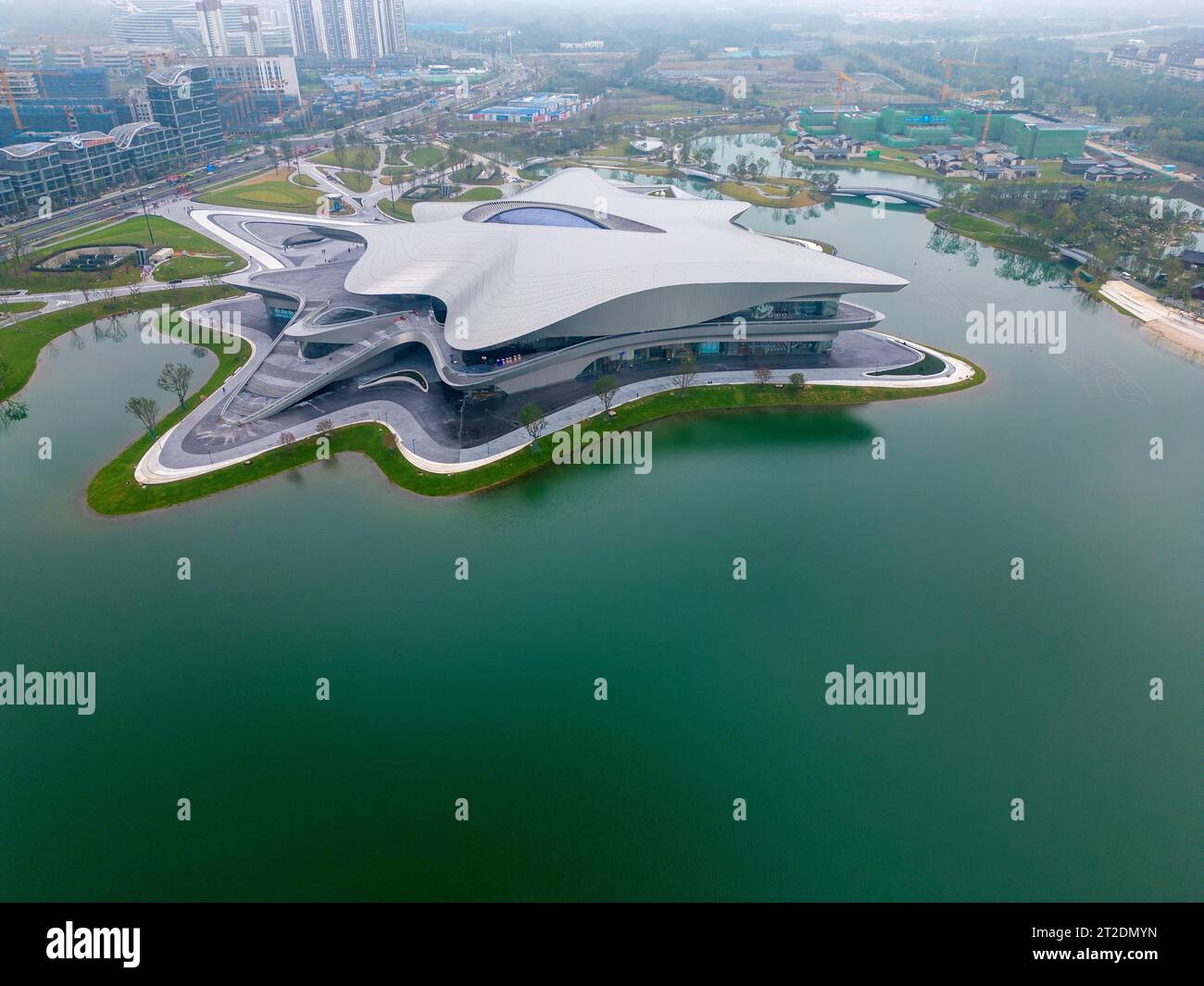 Aerial photo shows Chengdu Science Fiction Museum, the main venue for ...