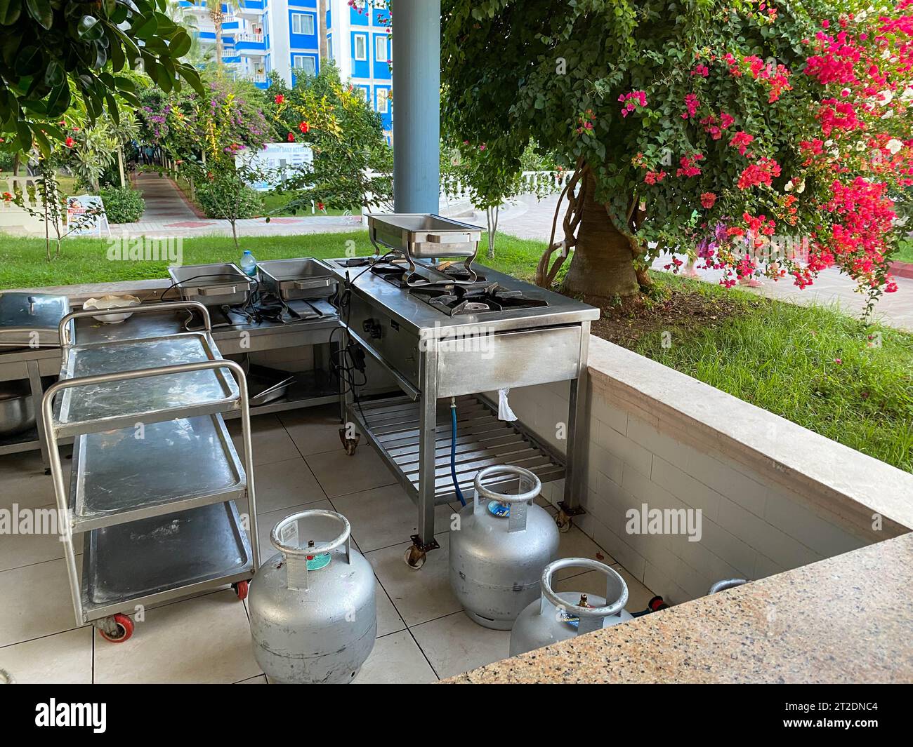 Open kitchen food at an all-inclusive hotel in a touristic warm ...