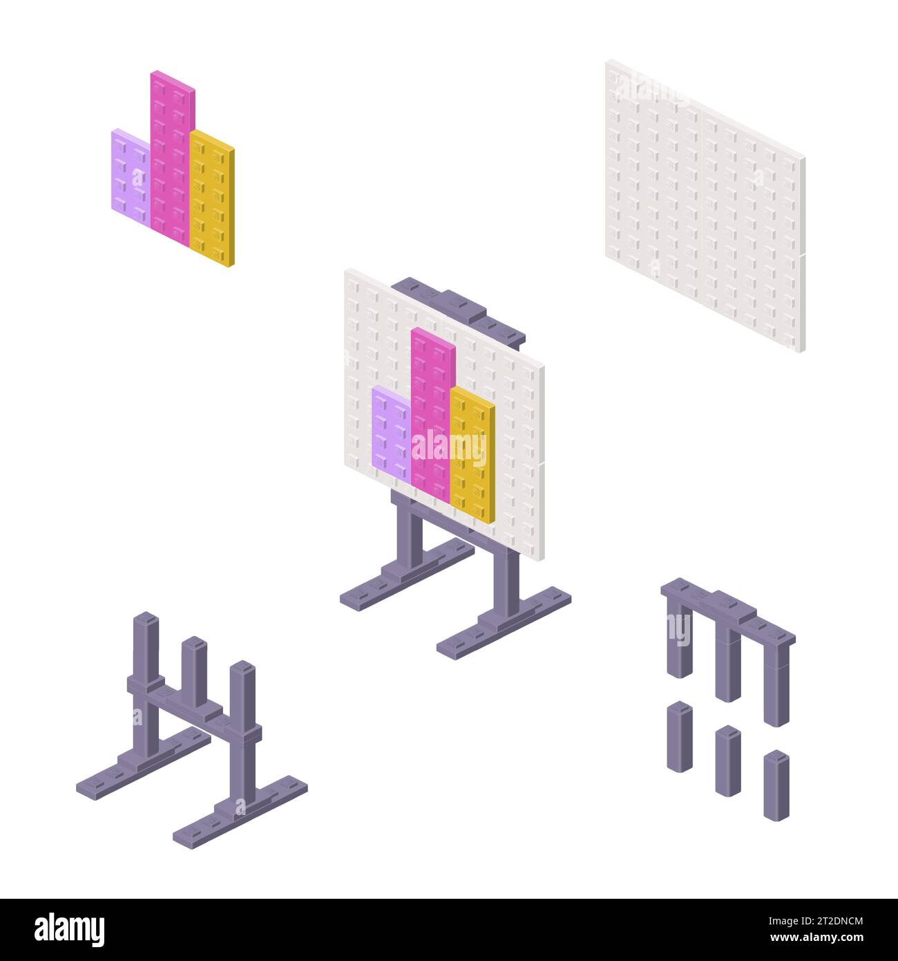 Concept with presentation board of graphs in isometric style for ...