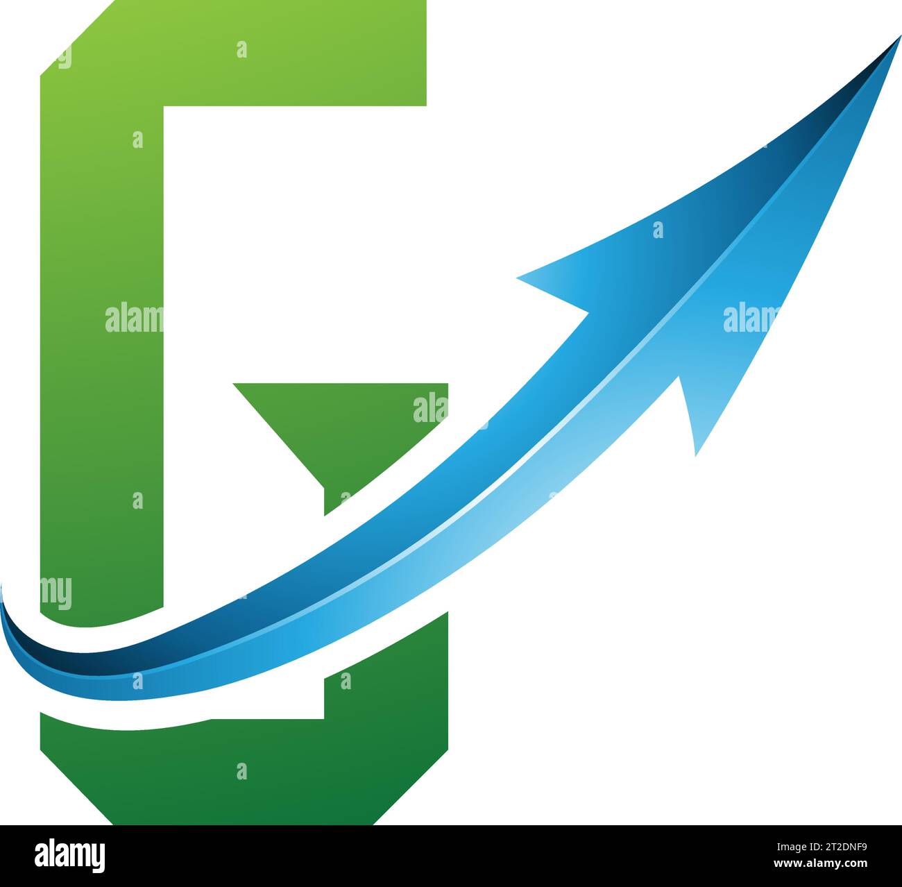 Green and Blue Futuristic Letter G Icon with a Glossy Arrow on a White ...