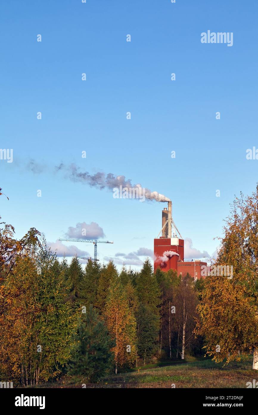 Stora Enso paper mill behind trees, Oulu Finland Stock Photo - Alamy