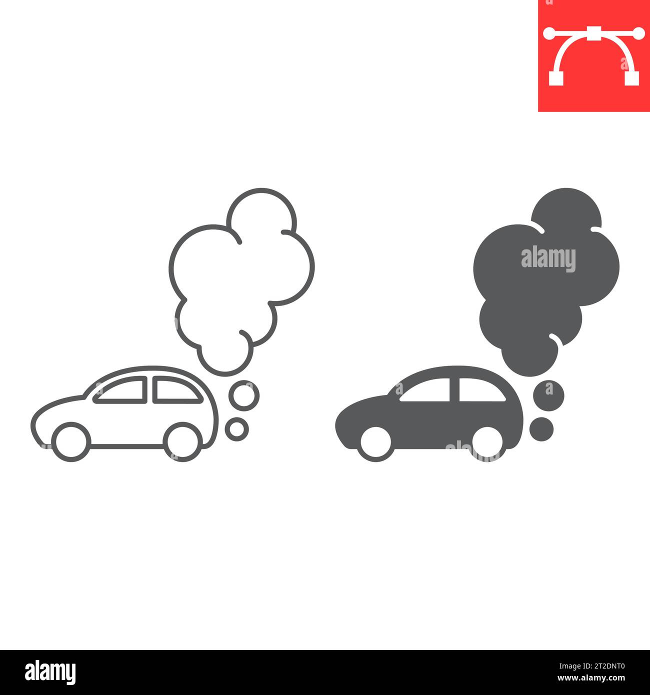 Car pollution line and glyph icon, climate change and ecology, Car ...